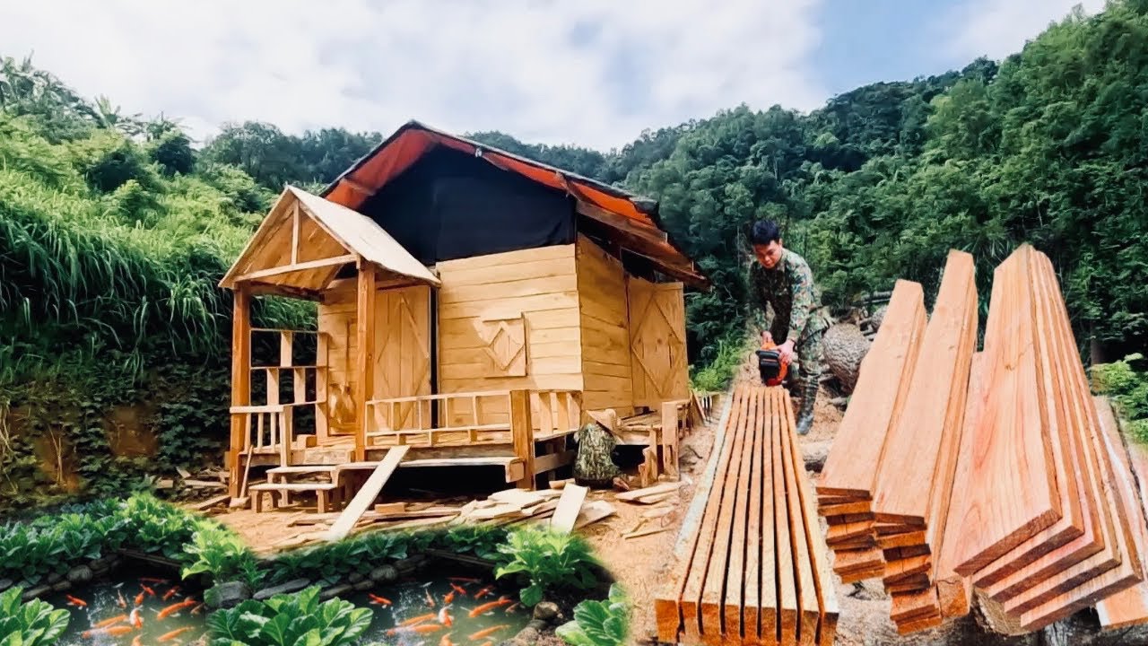 In 100 Days I built a Bushcraft farm in the forest. Build a house, dig ...