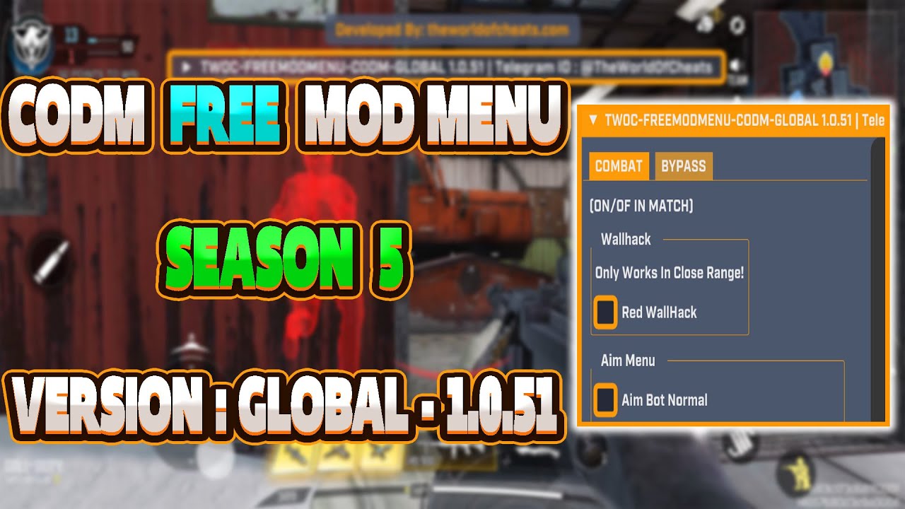 CODM FREE MOD MENU SEASON 5 (GLOBAL VR 1.0.51) - WALLHACK & AIMBOT ...