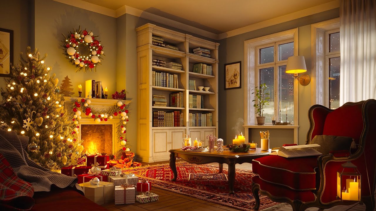 Instrumental Christmas Music with Crackling Fireplace | Christmas ...