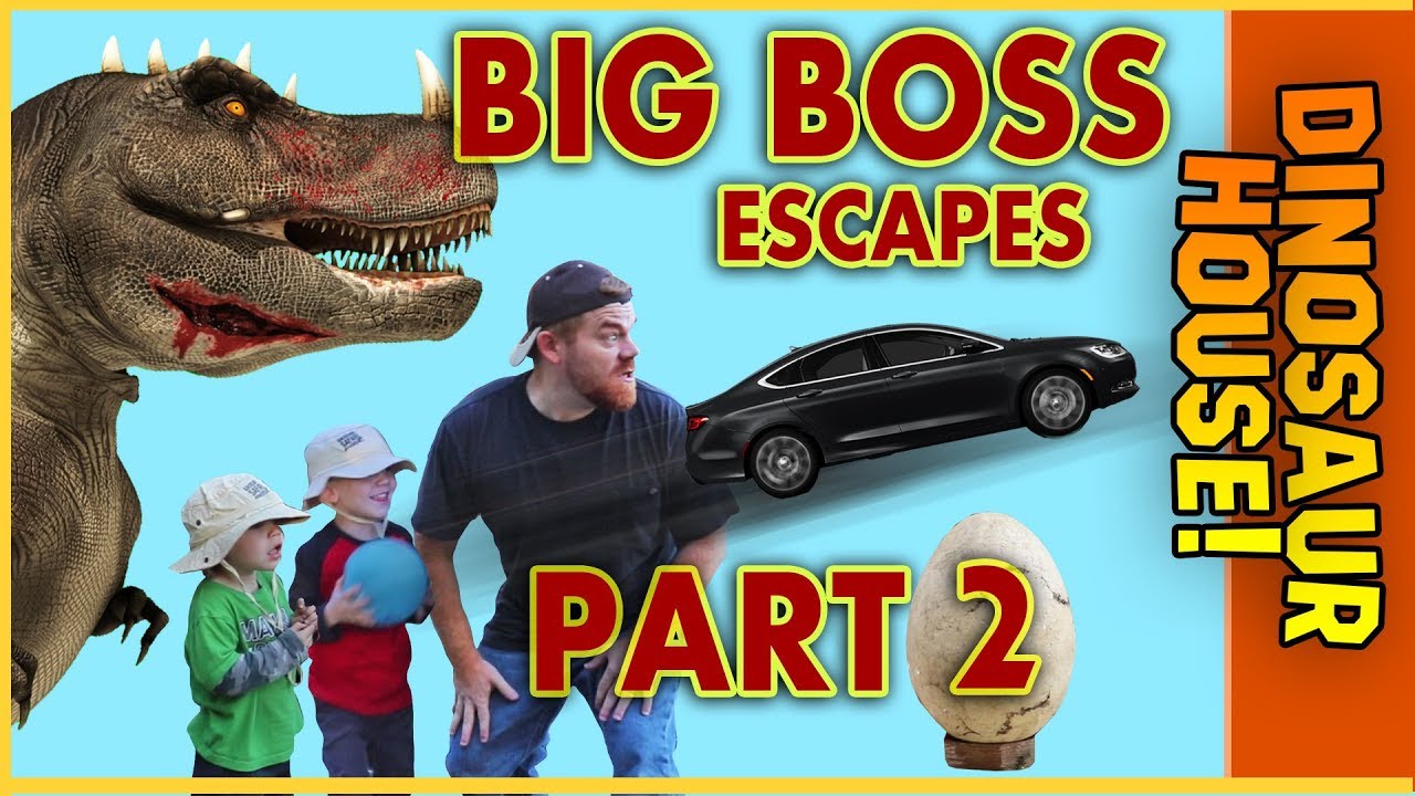 Big Boss T-rex Escapes! Part 2 - Family dinosaur adventure for kids ...