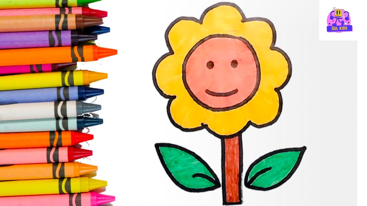 🌻flower colour drawing||gul kids|| flower drawing - YouTube