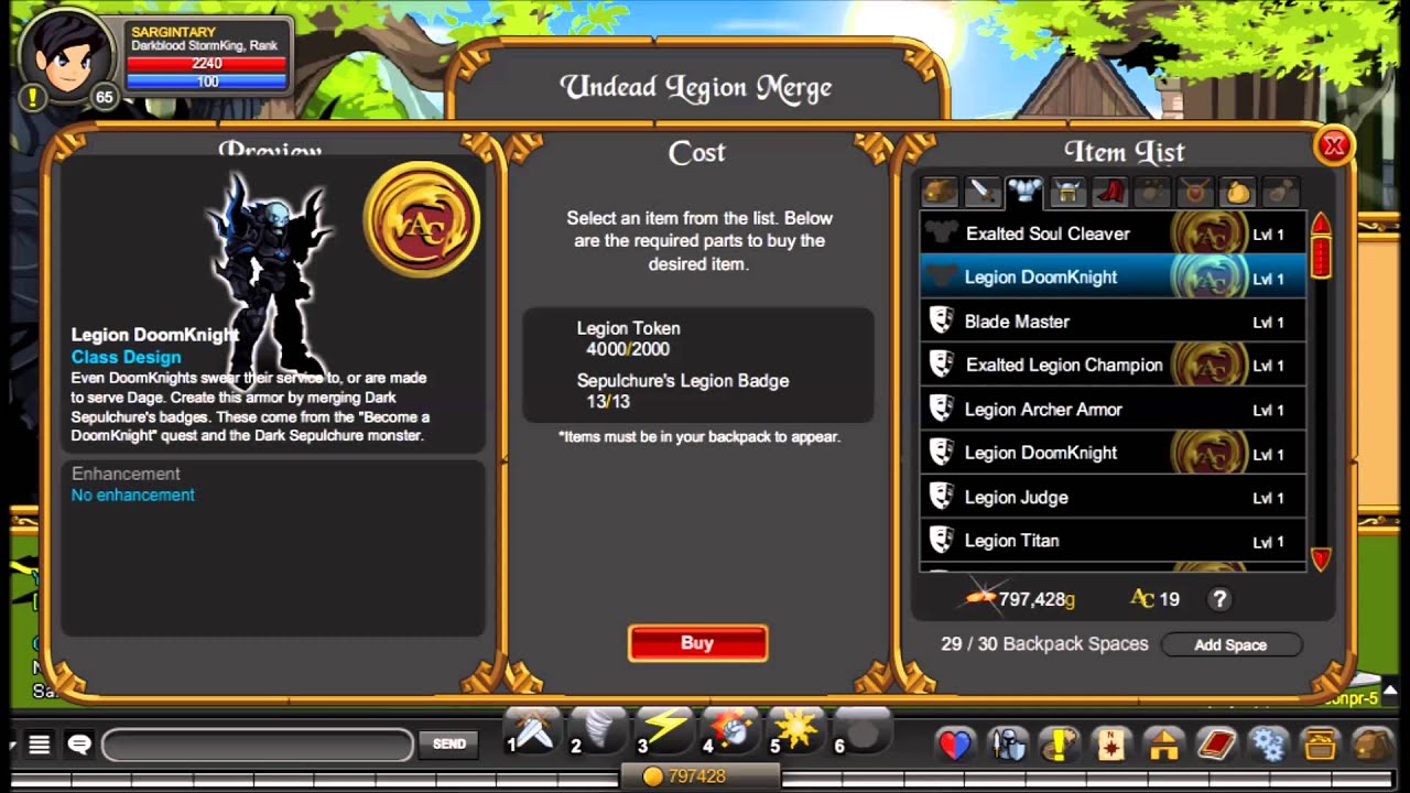AQW tutorial da legion doomknight ,como pegar sepulchure badge ,pvp ...