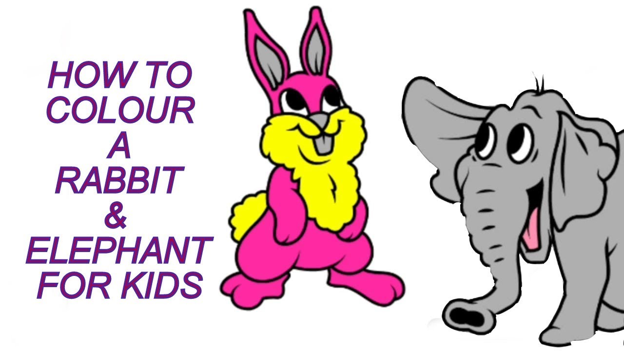How to colour a rabbit for kids - YouTube