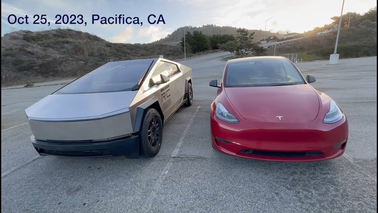 Tesla Cybertruck walk around! And size comparison to model Y - YouTube