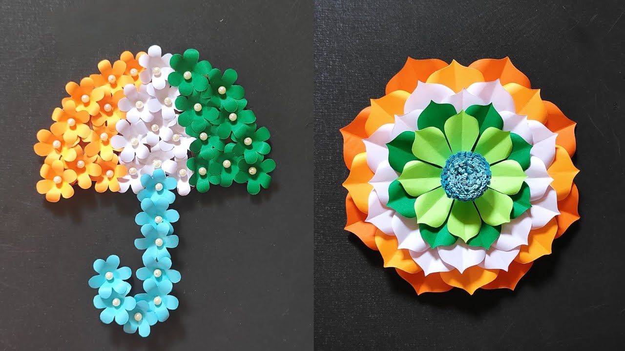 2 Beautiful Independence Day Flower Making Ideas | Paper Craft | 15th ...