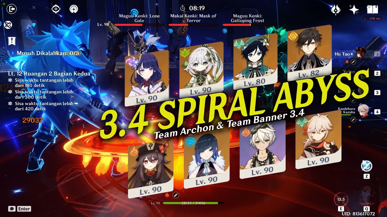 Team Archon and Team Banner Phase 2 vs 3.4 Spiral Abyss Floor 12 - YouTube