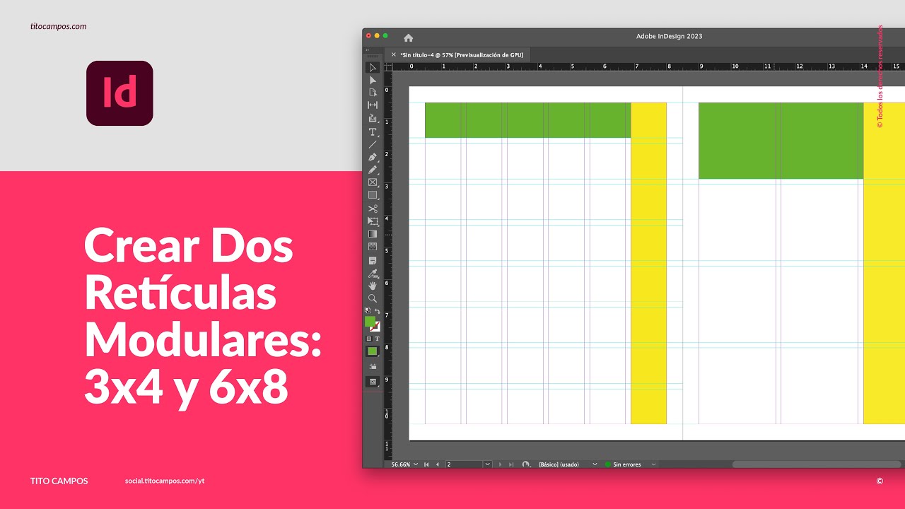 Crear 2 Retículas Modulares: 3x4 y 6x8 en Adobe Indesign - YouTube