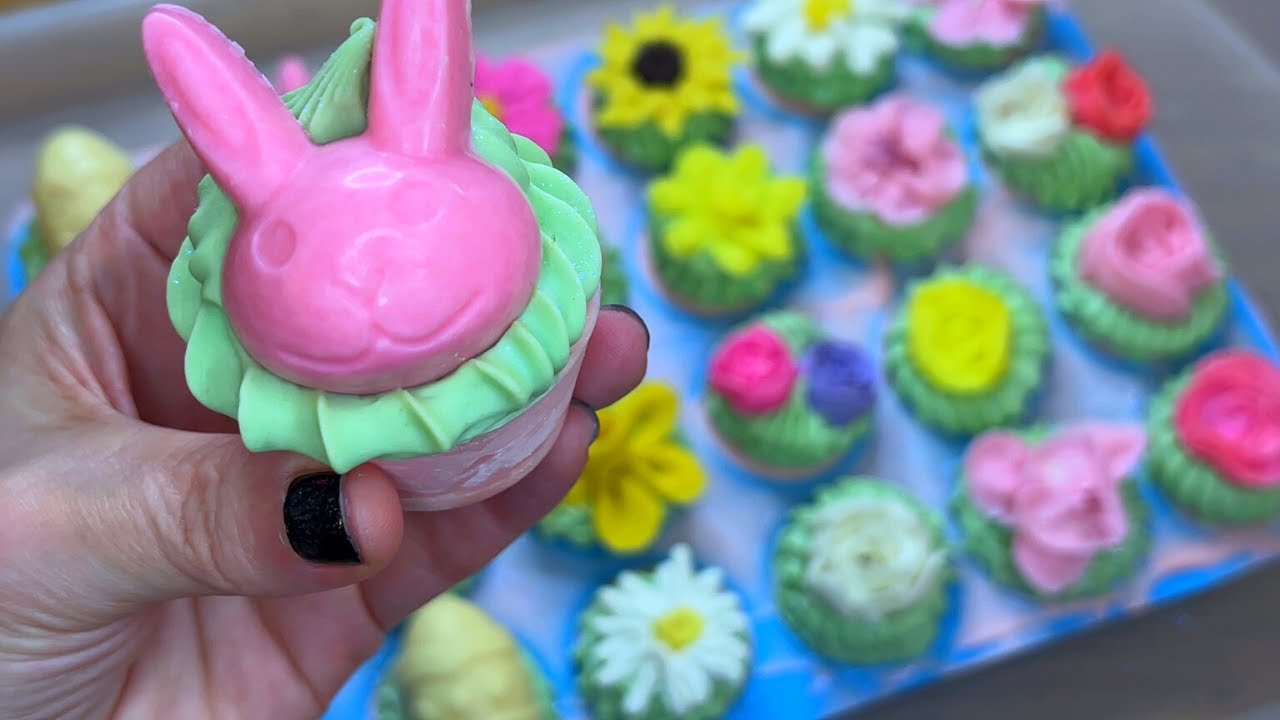 cold process Soap Cupcakes for Easter and Spring - YouTube