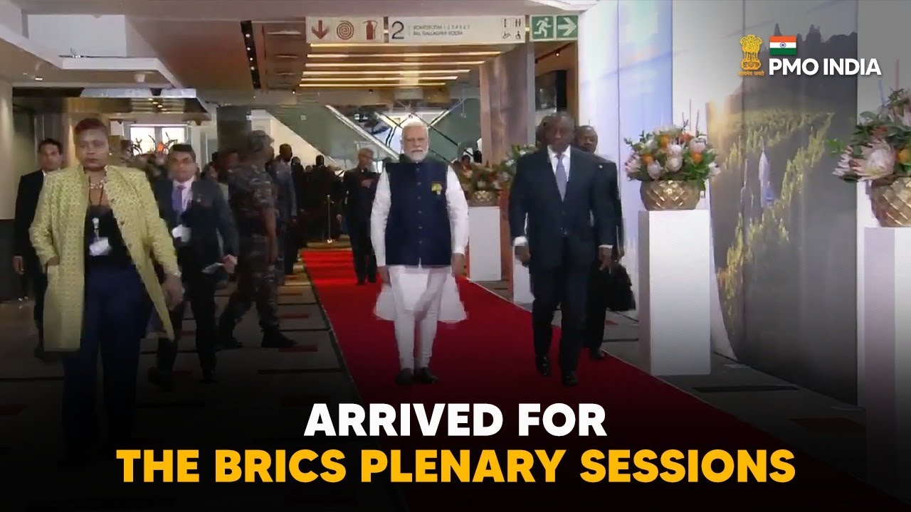 Prime Minister Narendra Modi arrives for the BRICS plenary sessions ...