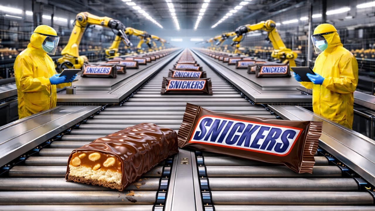 How Snickers Are Made In Factory: From Raw Peanuts to Final Bar - YouTube