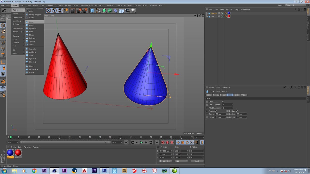 Cinema 4D Tutorial | How To Modeling to Cone ( Create Object ) - YouTube