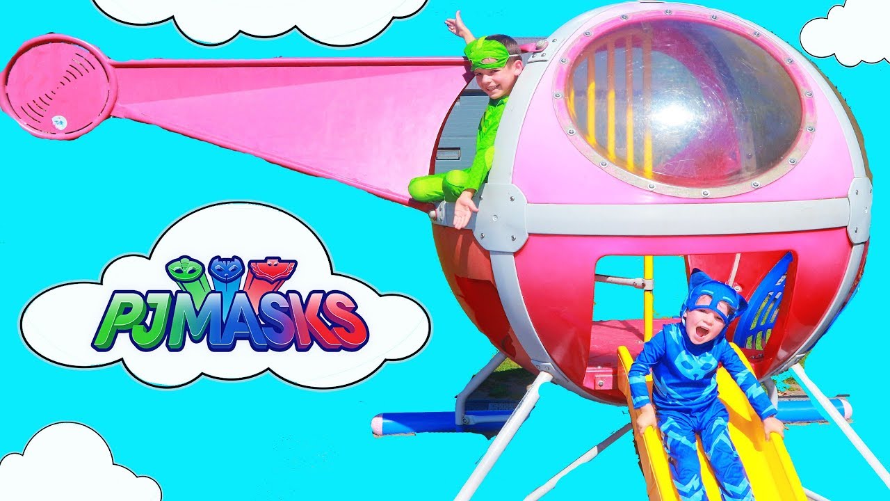 PJ Masks CATBOY CAR New Helicopter! Best Playground PJ Masks Fly Plane ...