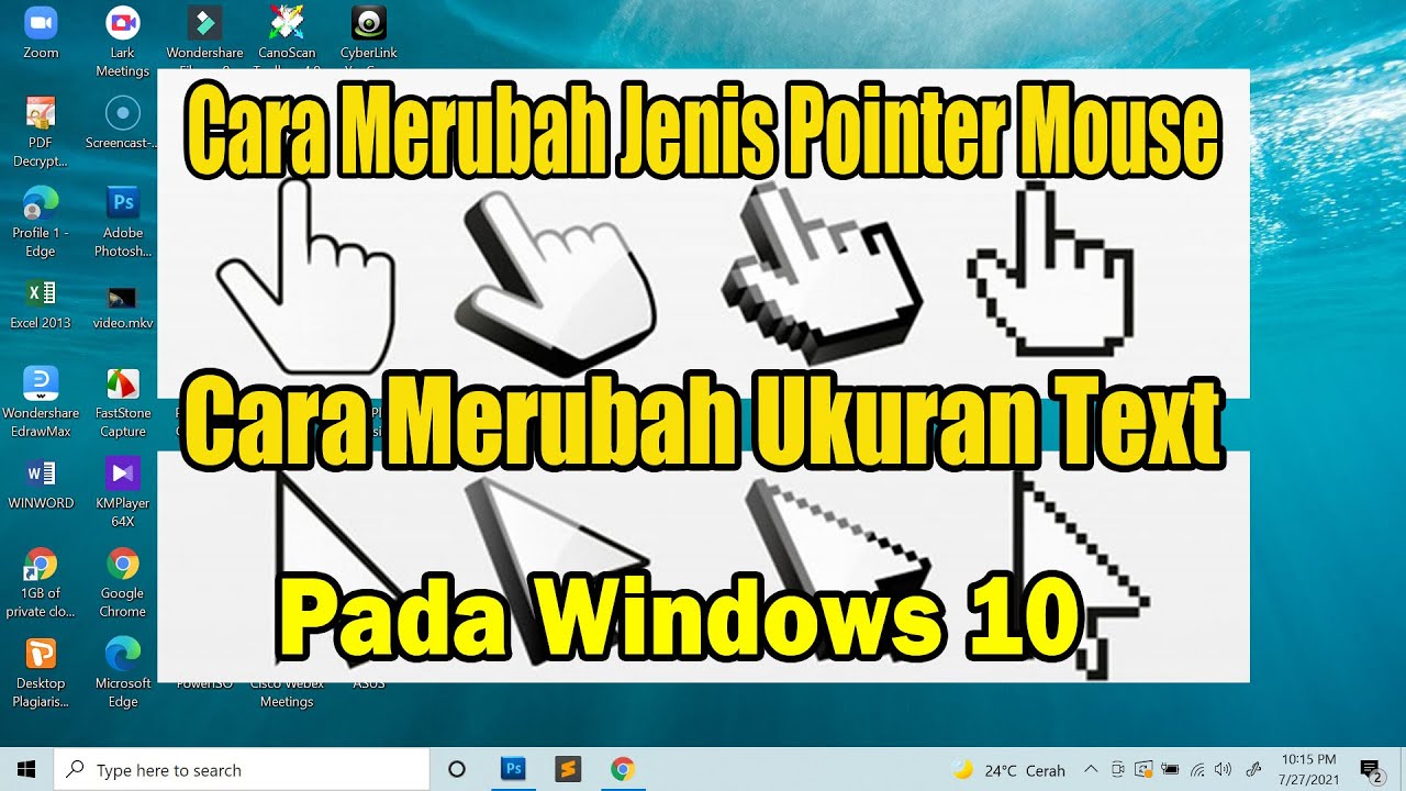 CARA MERUBAH UKURAN TEXT DAN POINTER MOUSE DI WINDOWS 10 - YouTube