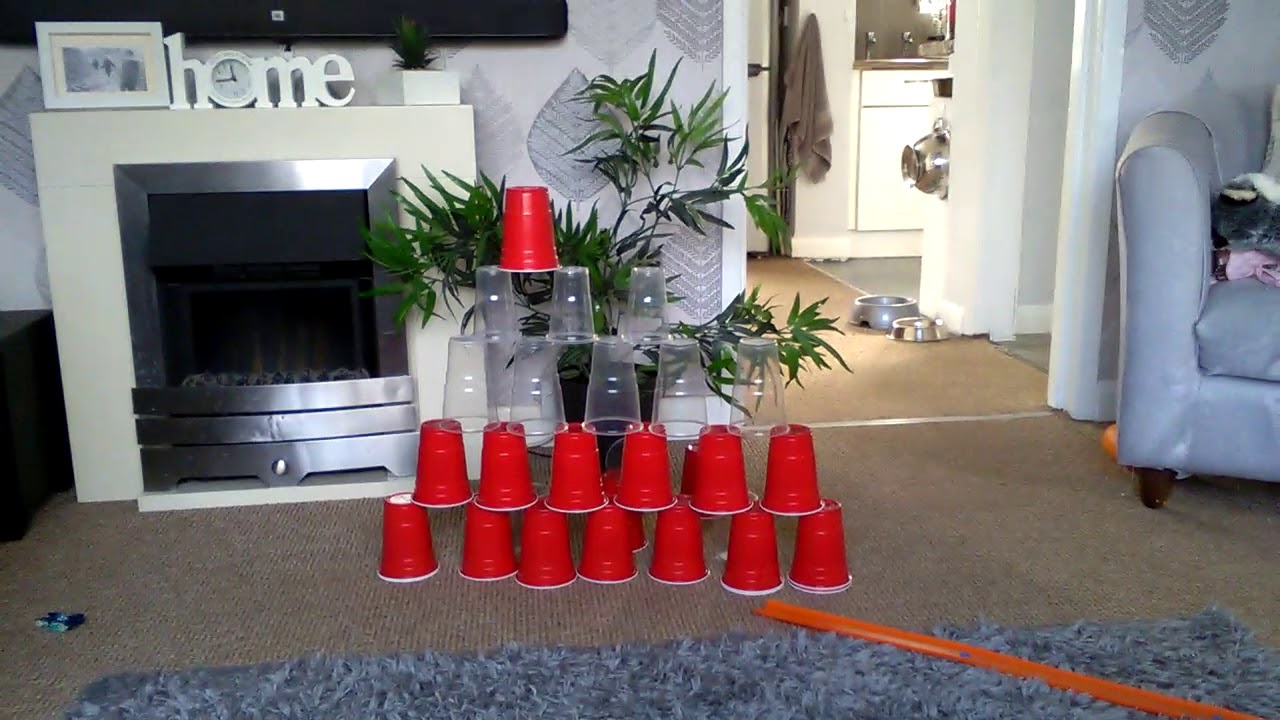 Knocking cups down challenge - YouTube