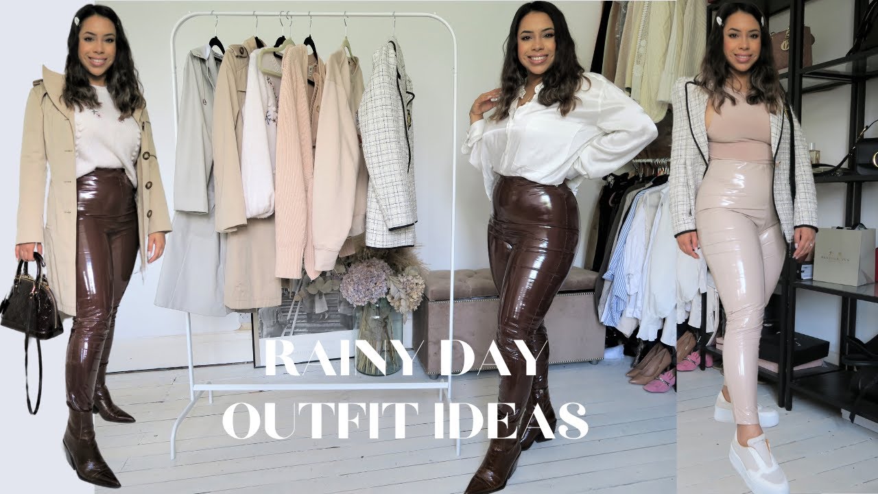 6 WAYS TO STYLE VINYL LEGGINGS FOR A RAINY DAY | RAINY DAY OUTFIT IDEAS ...