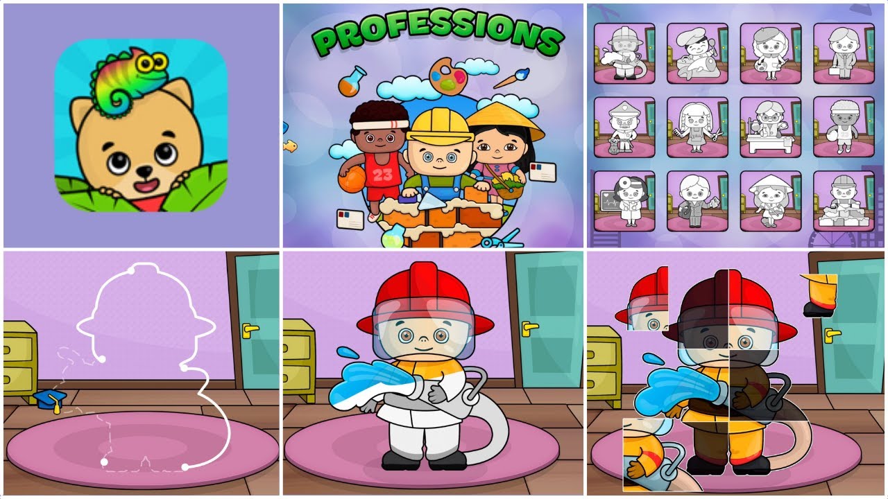 🎮 BIMI BOO Toddler Puzzle Games For Kids | Part 6 - PROFESSIONS - YouTube