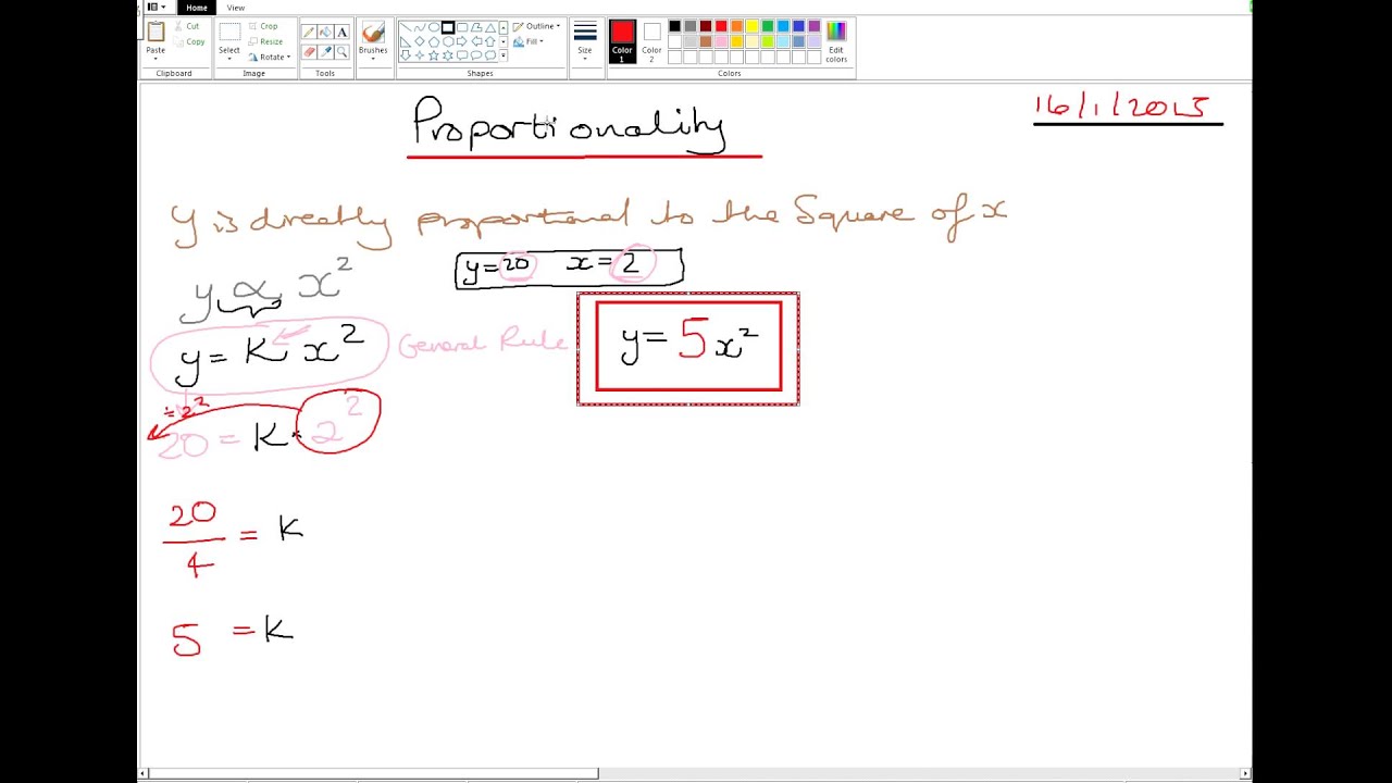 Direct Proportion proportion to x squared - YouTube