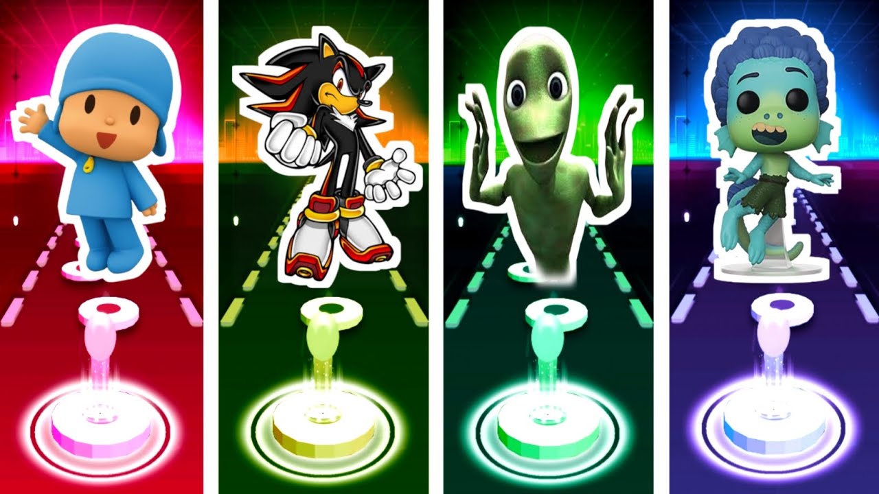 Pocoyo 🆚 Sonic Shadow 🆚 Alien Dance 🆚 The Luca Tiles Hop Edm Rush ...