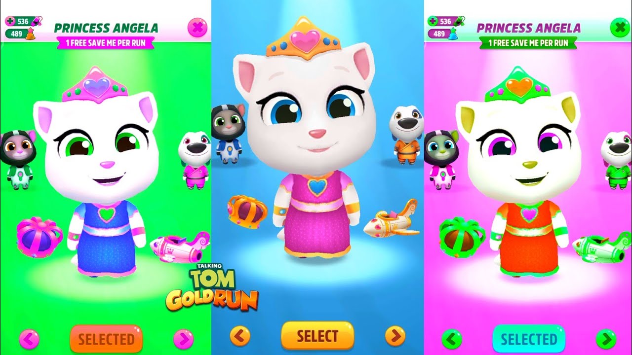 Talking Tom Gold Run Princess Angela Vs 2x Princess Angela Colors ...