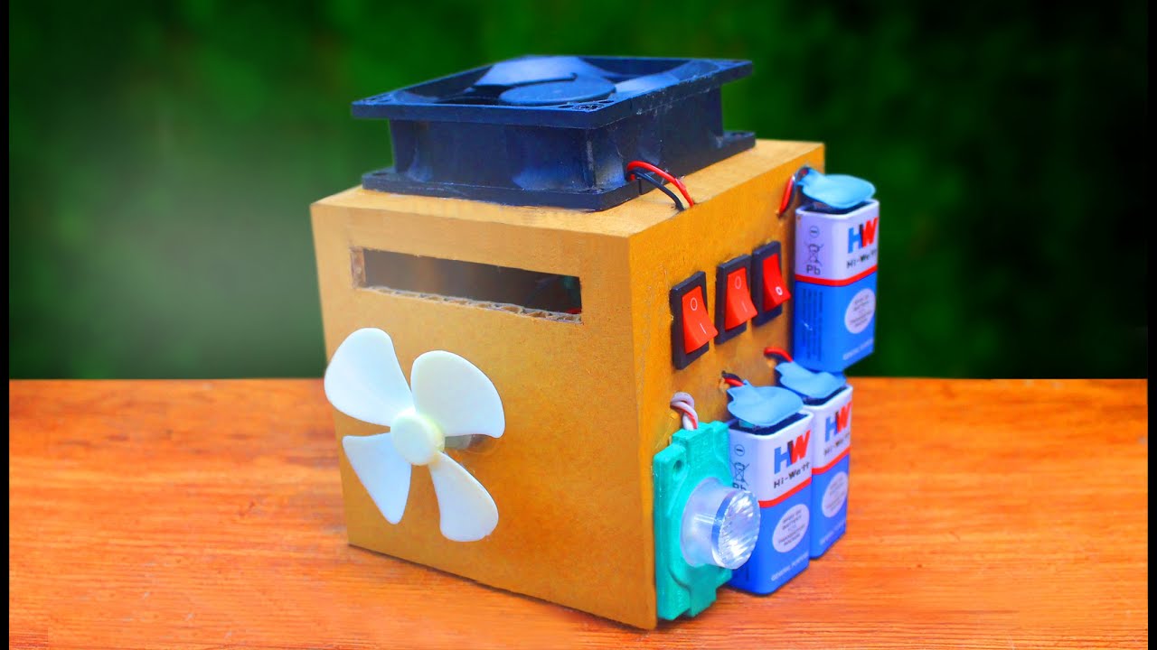 How to make simple Air Cooler at home using DC motor cardboard - Air ...