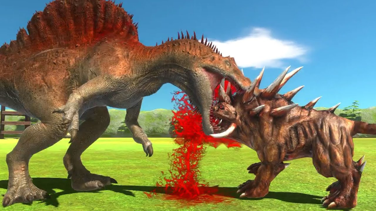 Long Battle 1vs1 ARBS｜Spinosaurus VS Hellhound --Animal Revolt Battle ...