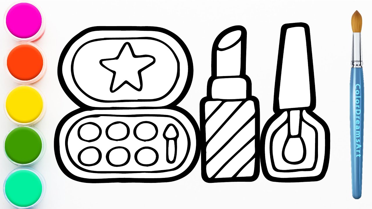 How to Draw a Makeup Set | Step by Step - YouTube