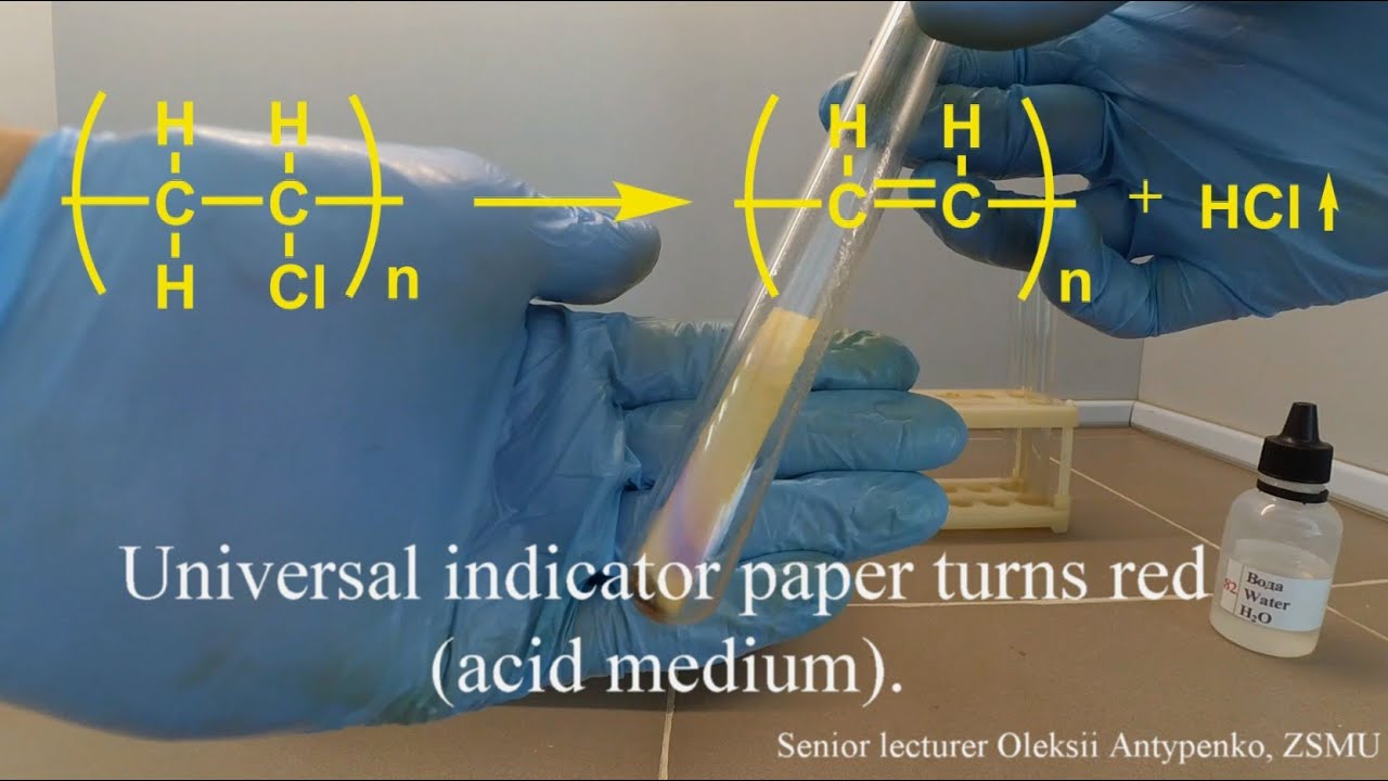 Decomposition of polyvinyl chloride (PVC) - YouTube
