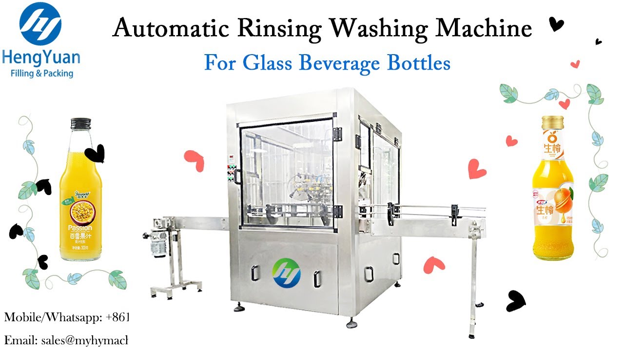 Automatic Rinsing Washing Machine for New Glass Beverage Bottles ...