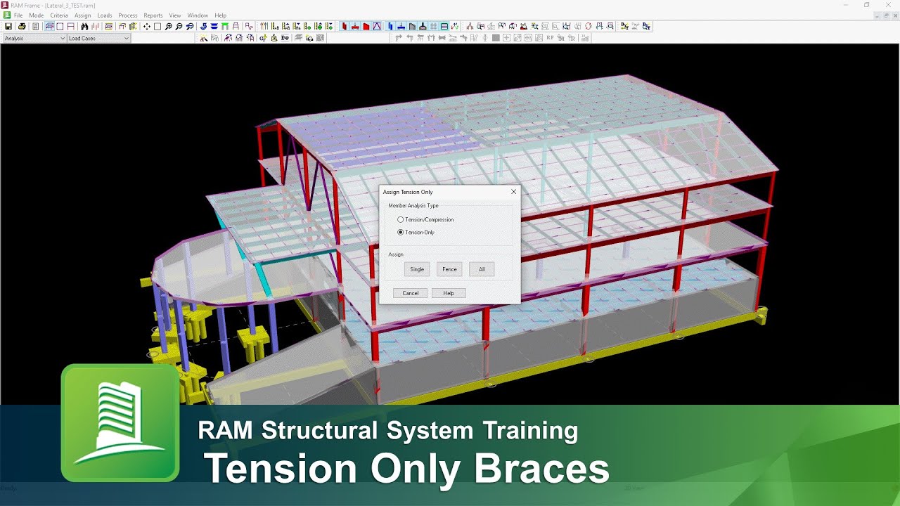 Specifying Tension-Only Members in RAM Frame - YouTube