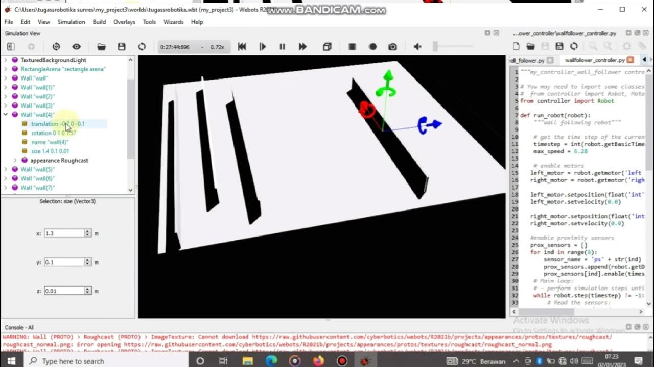 SIMULASI WALL FOLLOWER MENGGUNAKAN WEBOTS - YouTube