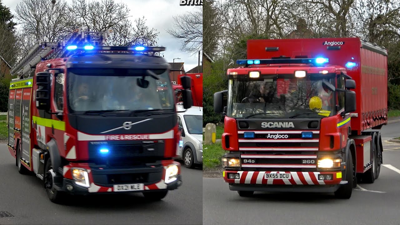 [TWO TONES] Warwickshire Fire Engine and Heavy Rescue Unit Responding ...