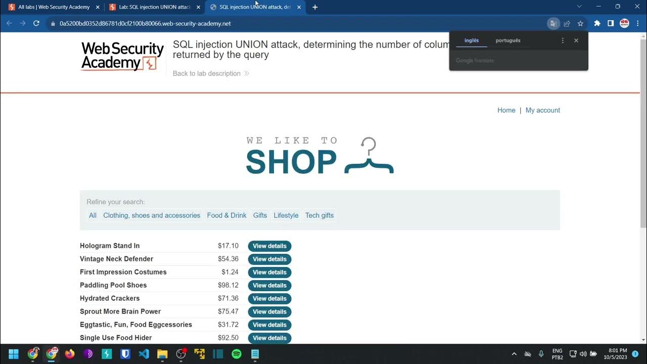 SQL Injection #7 - UNION attack, determining the number of columns ...