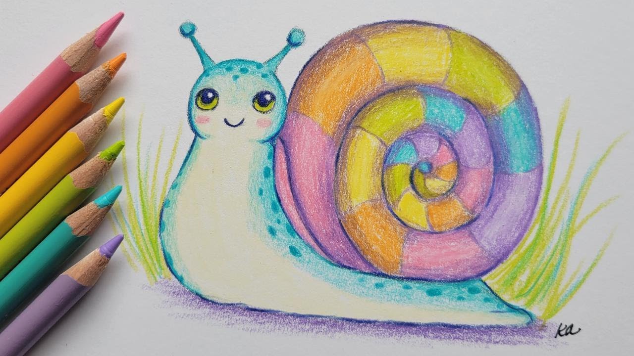 Drawing A Colorful Snail - YouTube