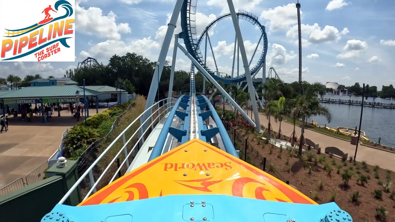 Front Row POV Ride - Pipeline Stand Up Surf Roller Coaster - SeaWorld ...