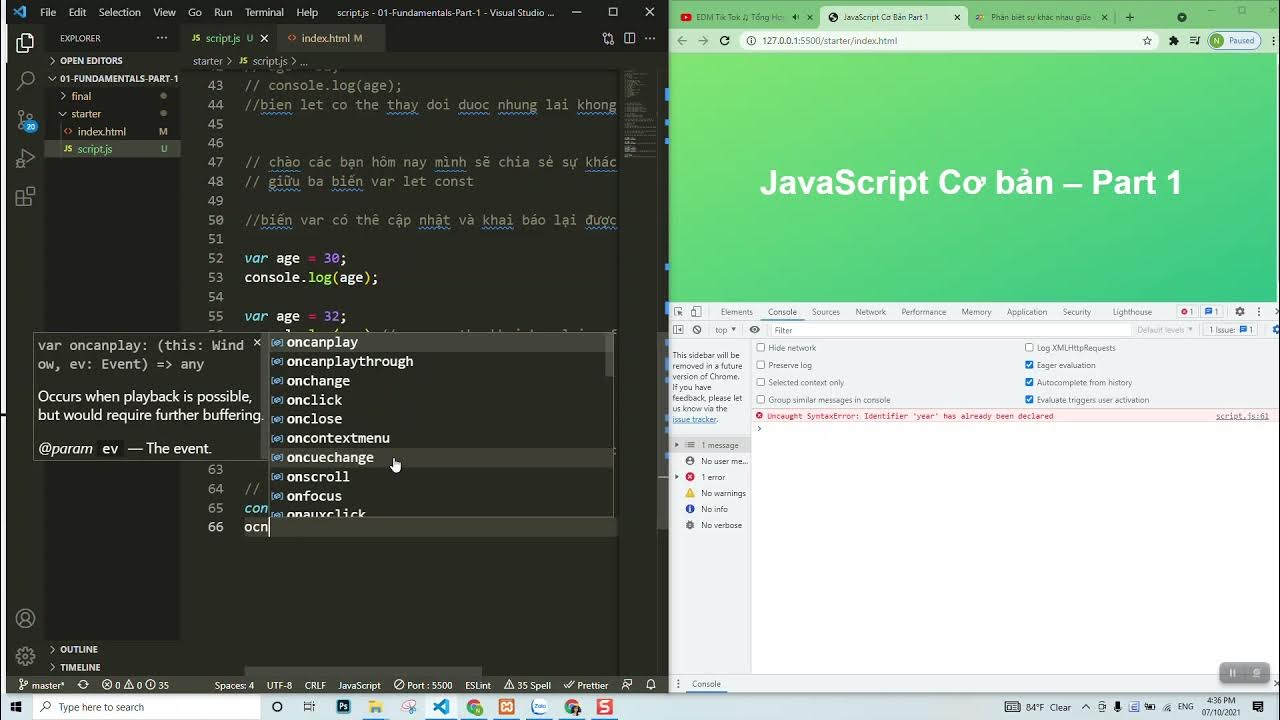 Sự khác nhau giữa let var const trong Js - YouTube