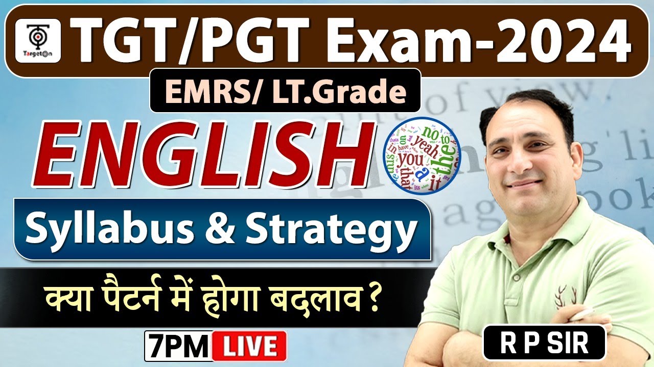 TGT/PGT -2024 English ,TGT/PGT English class Syllabus & Strategy ,tgt ...