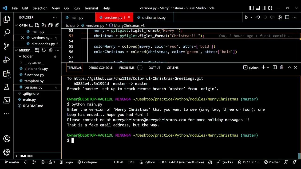 PYTHON - Animated Merry Christmas greeting. - YouTube