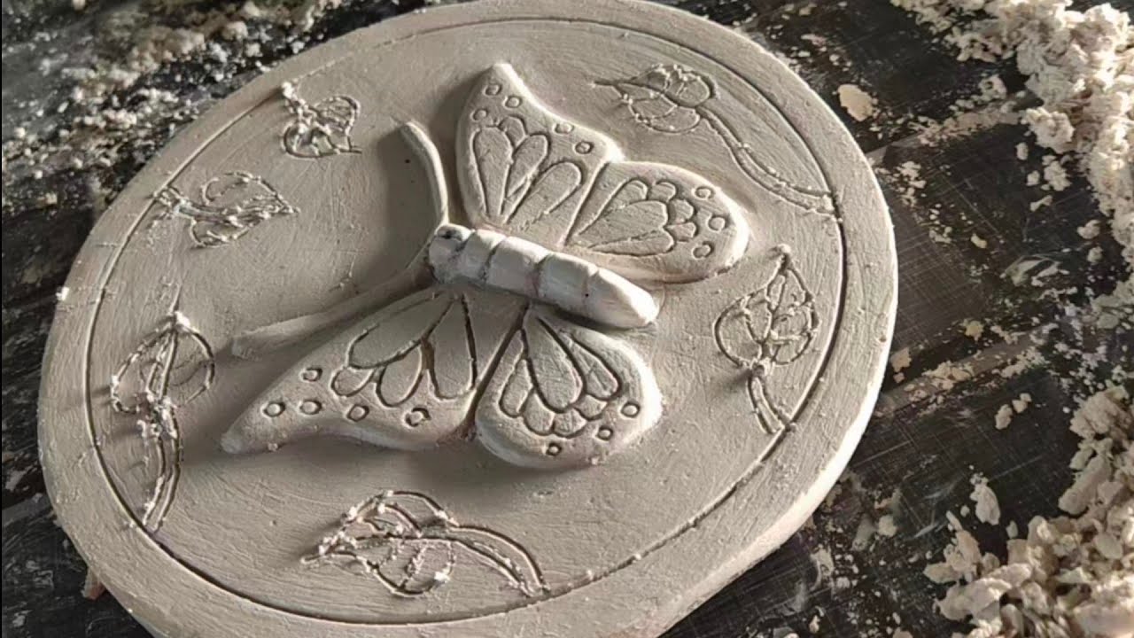 How to Make Plaster Carving EASY & SIMPLE "relief work" (Butterfly ...