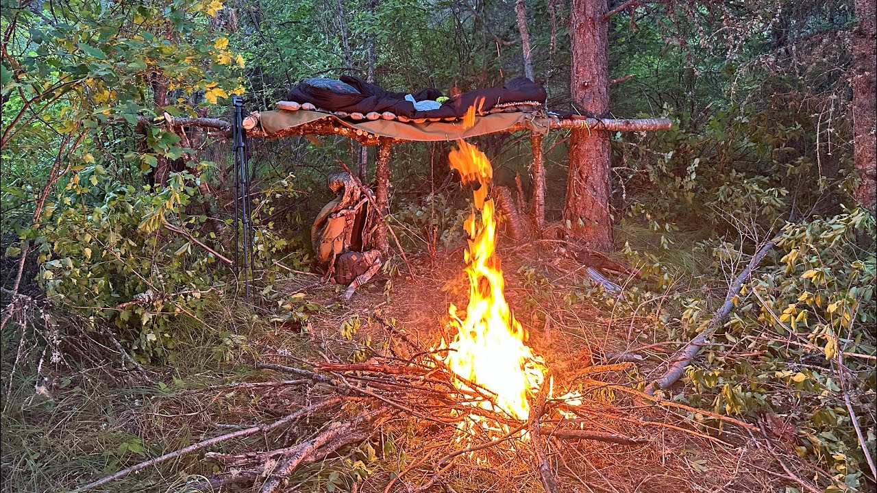 Bushcraft Cot Building in North Idaho - YouTube