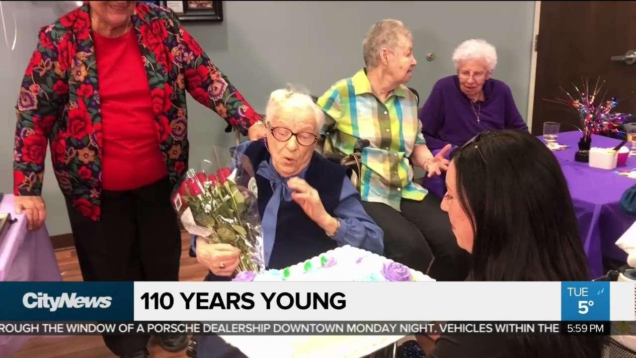 Woman celebrates 110th birthday - YouTube