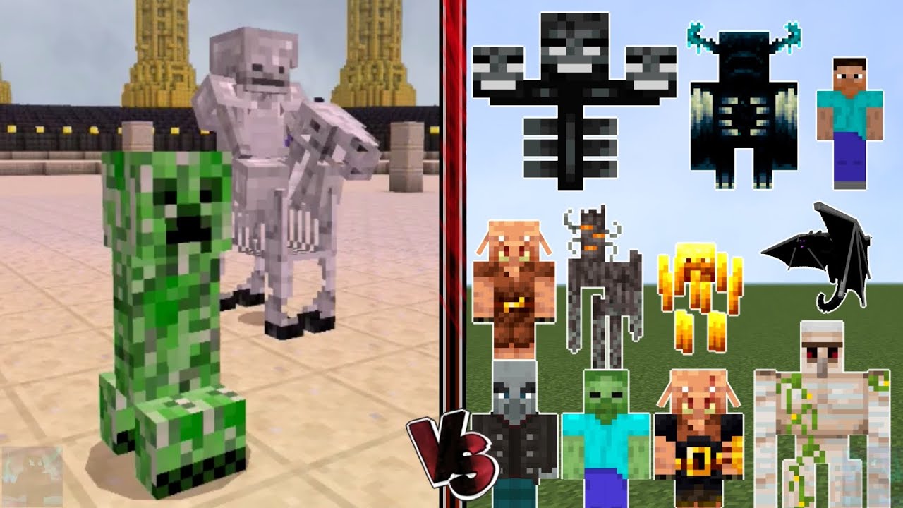 ALL MINECRAFT MOBS vs CREEPER + SKELETON HORSEMEN - YouTube