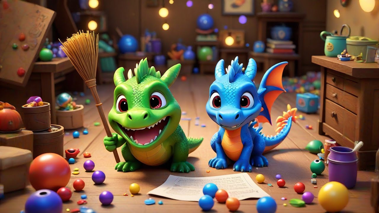 Three Little Dragons Clean Their Room | Tidy-Up Song for Kids | Fun ...