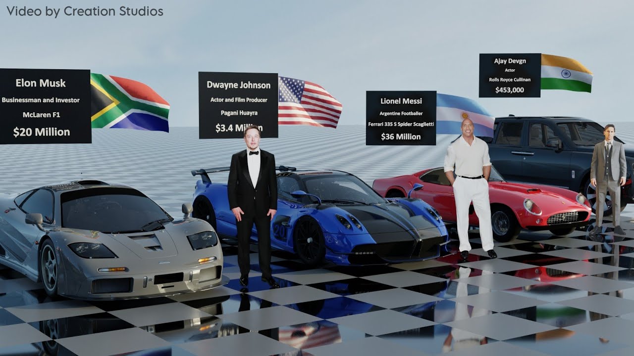 Celebrities Expensive CARS Comparison 3D | $12,000 to $50,000,000 - YouTube