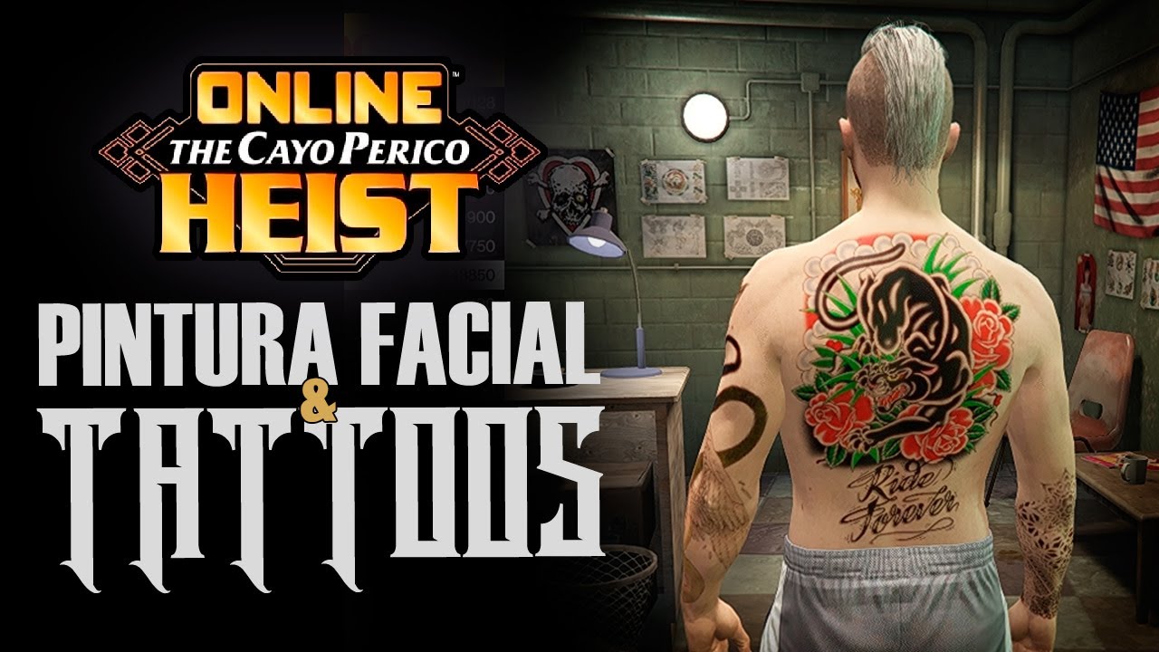 PINTURA FACIAL Y TATTOOS | GTA 5 The Cayo Perico Heist - YouTube