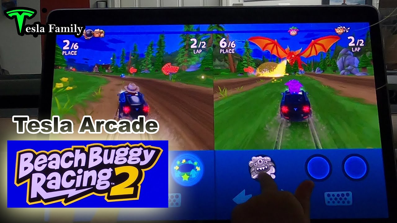 Racing My 5-Year-Old On Tesla Arcade - Beach Buggy Racing 2 - YouTube