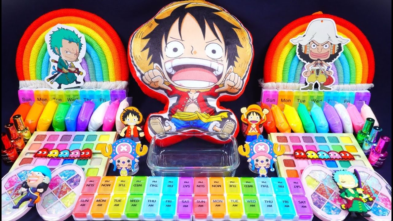 "One Piece" Slime. Mixing Makeup into clear slime! 🌈ASMR🌈 #satisfying ...