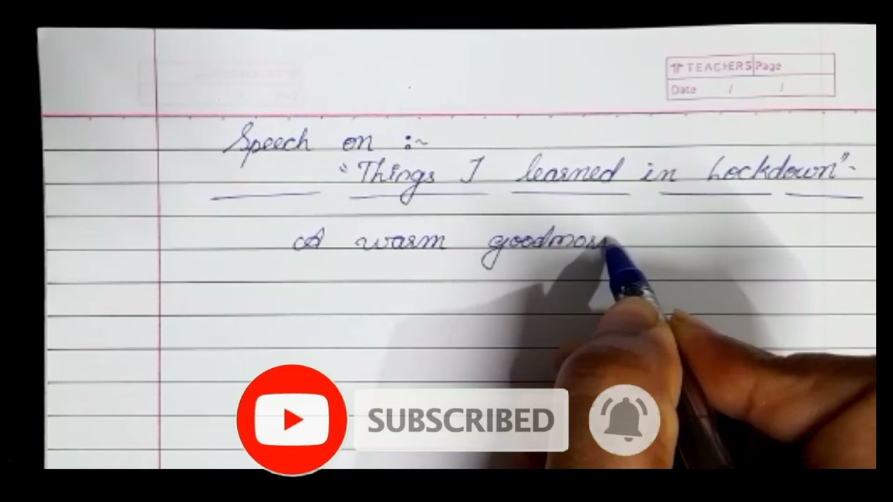 Speech on ~ `Things I learned in lockdown´ - YouTube