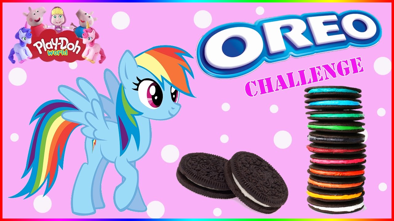 ♥ AWESOME OREO CHALLENGE! w/ MLP Rainbow Dash Play Doh Colorful Oreo ...