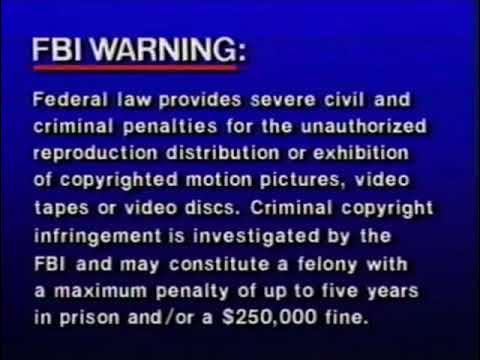 Sony Wonder FBI Warning Screen (1995-2006) - YouTube