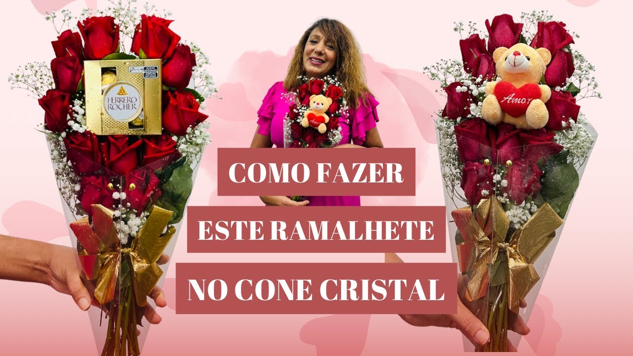 PRESENTEIE COM ESTE LINDO RAMALHETE NO CONE CRISTAL - YouTube